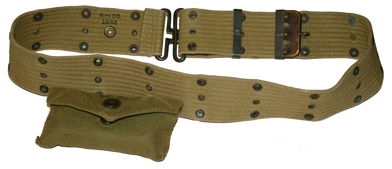 US WORLD WAR TWO PISTOL BELT WITH .45 MAGAZINE POUCH AND FIRST AID ...