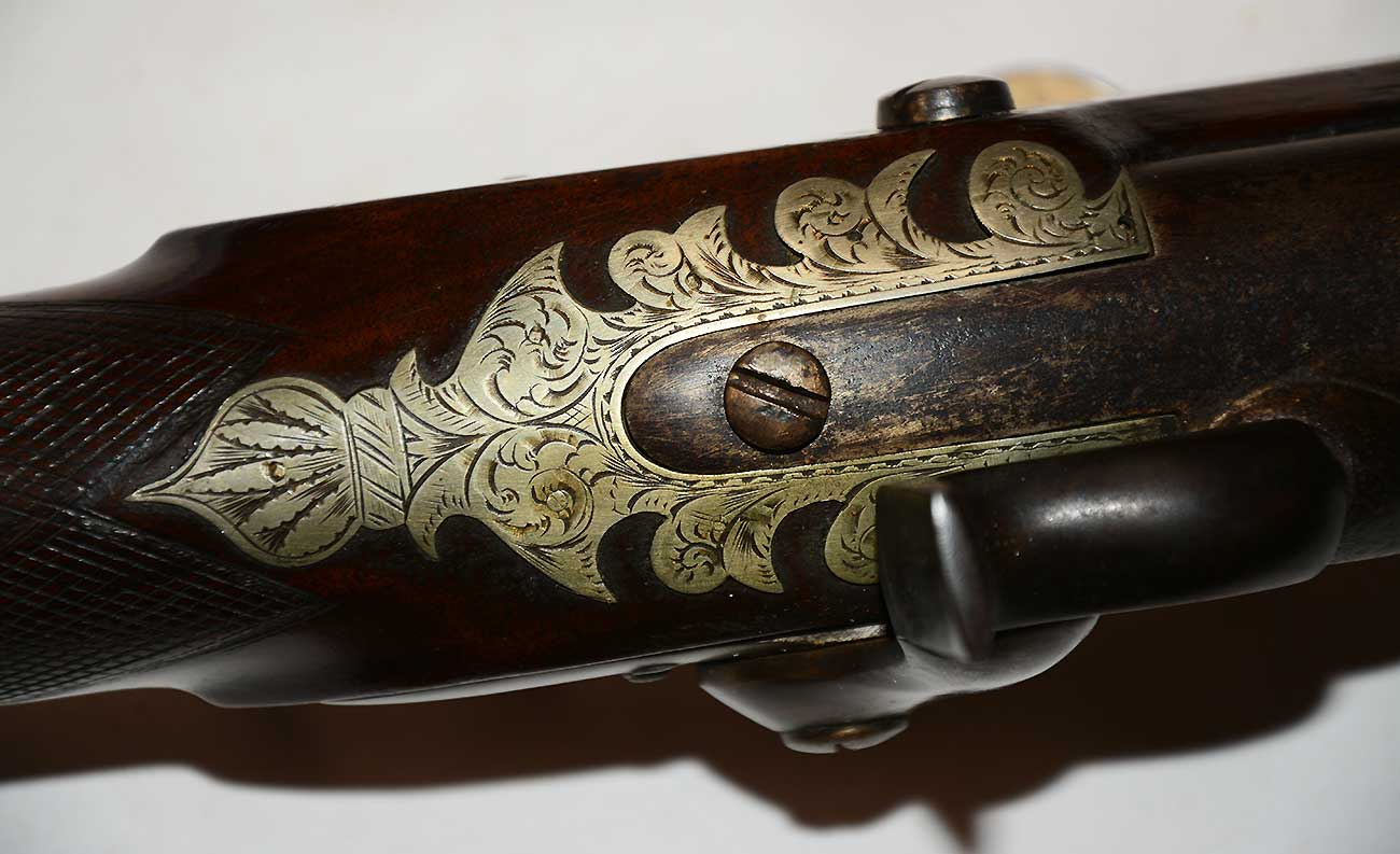 VERY ATTRACTIVE, SILVER INLAID 1830s US MILITIA PRIZE MUSKET WITH LEMAN ...