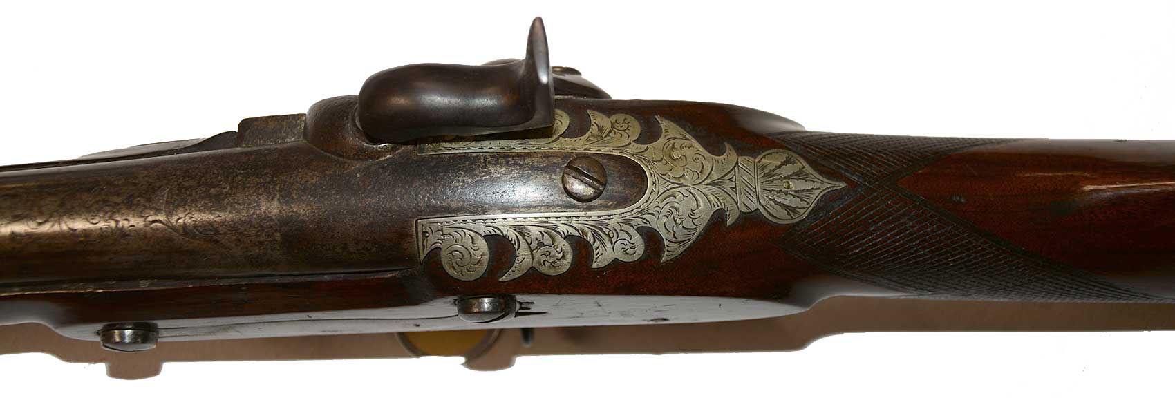 VERY ATTRACTIVE, SILVER INLAID 1830s US MILITIA PRIZE MUSKET WITH LEMAN ...