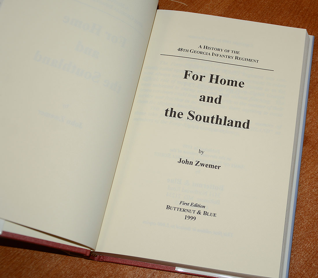 FIRST EDITION COPY OF THE HISTORY OF THE 48TH GEORGIA INFANTRY — Horse ...