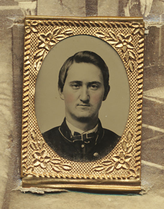 FULL STANDING VIEW OF A UNION CAPTAIN WITH GEM SIZED TINTYPE OF A ...