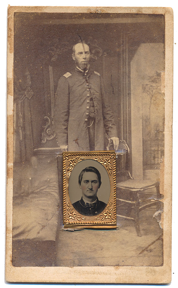 FULL STANDING VIEW OF A UNION CAPTAIN WITH GEM SIZED TINTYPE OF A ...
