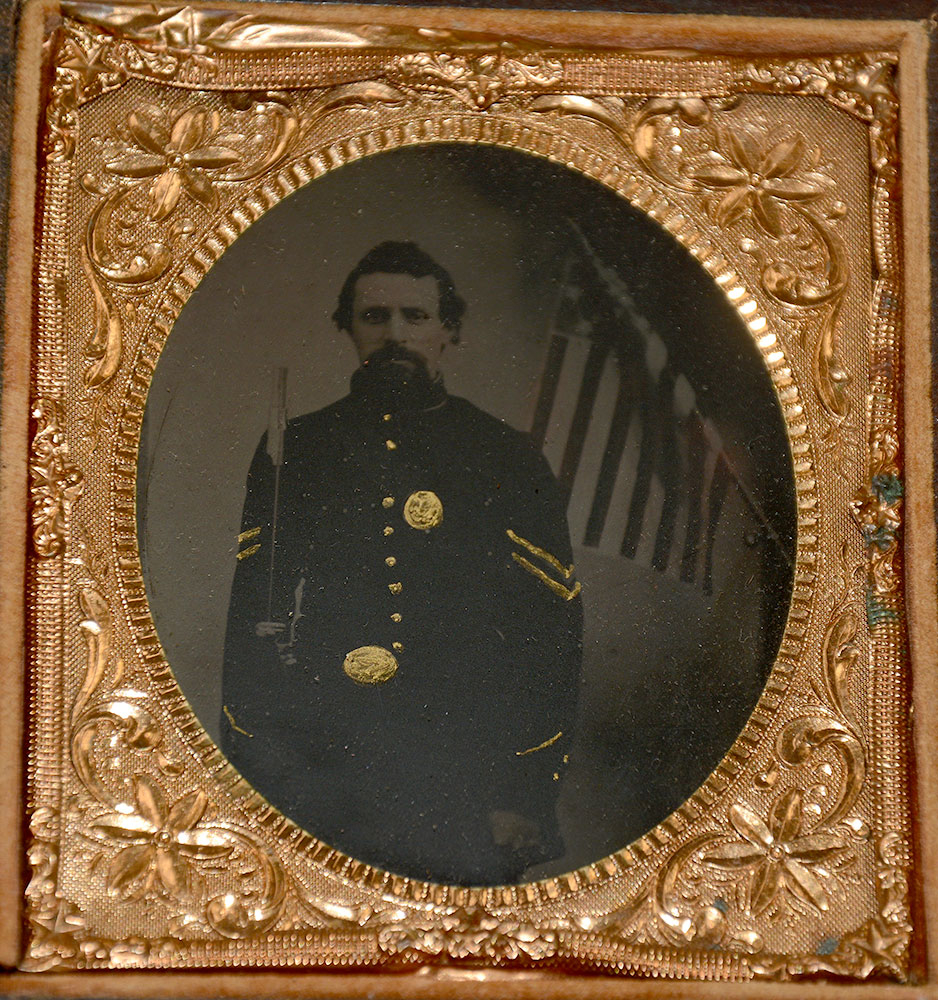 VERY NICE STANDING VIEW OF A UNION CORPORAL WITH MUSKET AND FLAG ...