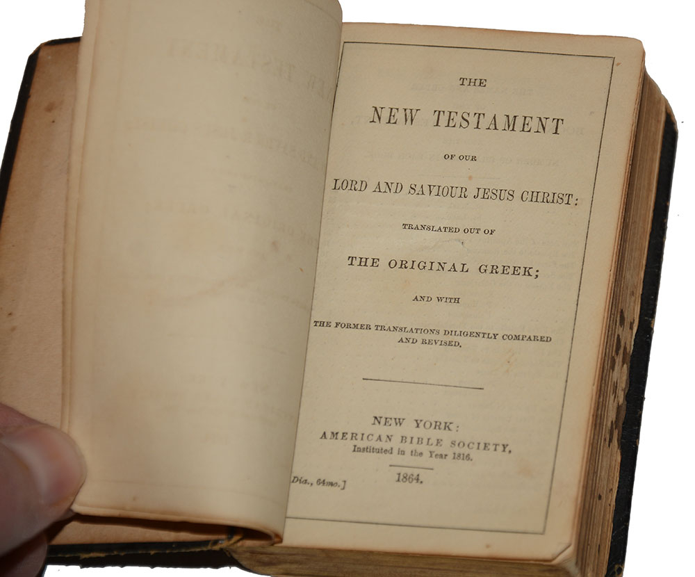 US CIVIL WAR POCKET TESTAMENT DATED 1864 — Horse Soldier