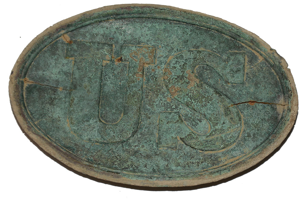 RELIC, PATTERN 1839 OVAL CARTRIDGE BOX PLATE DUG NEAR CHANCELLORSVILLE ...