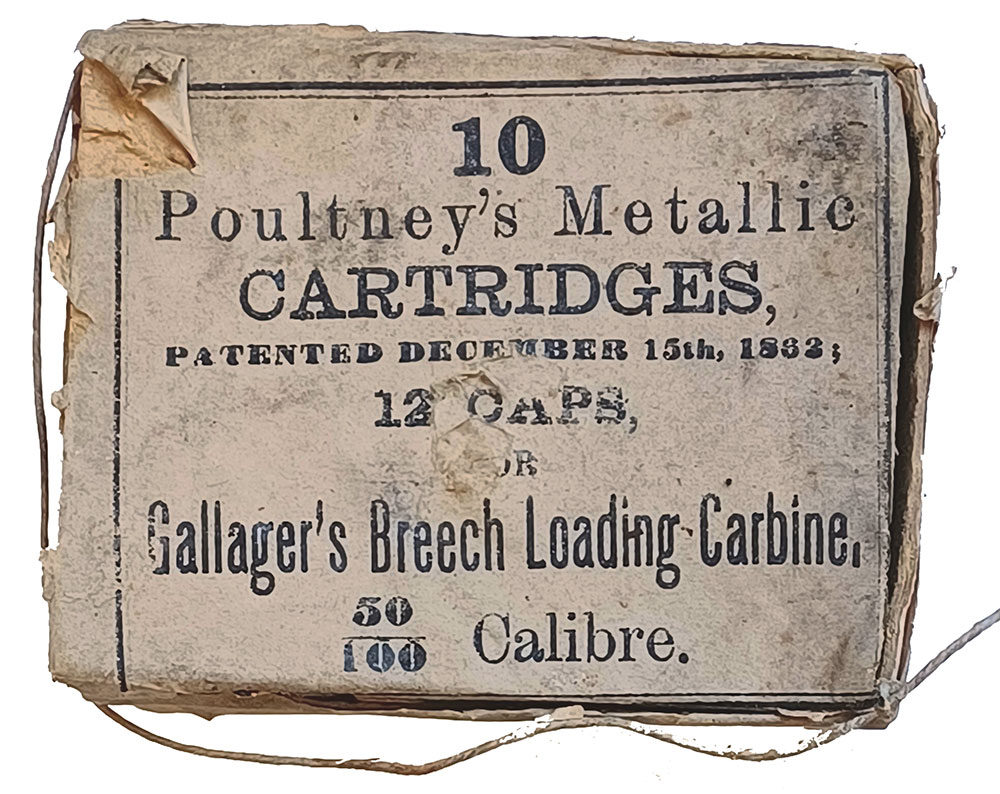 FULL (OPENED) PACK OF .50 CALIBER GALLAGER CARTRIDGES – POULTNEY PATENT ...