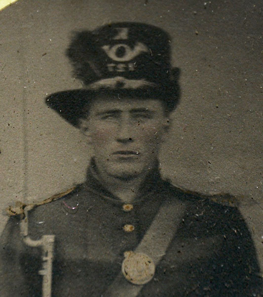 1/4 PLATE TINTYPE OF ARMED UNION SOLDIER, 127TH INFANTRY REGIMENT ...
