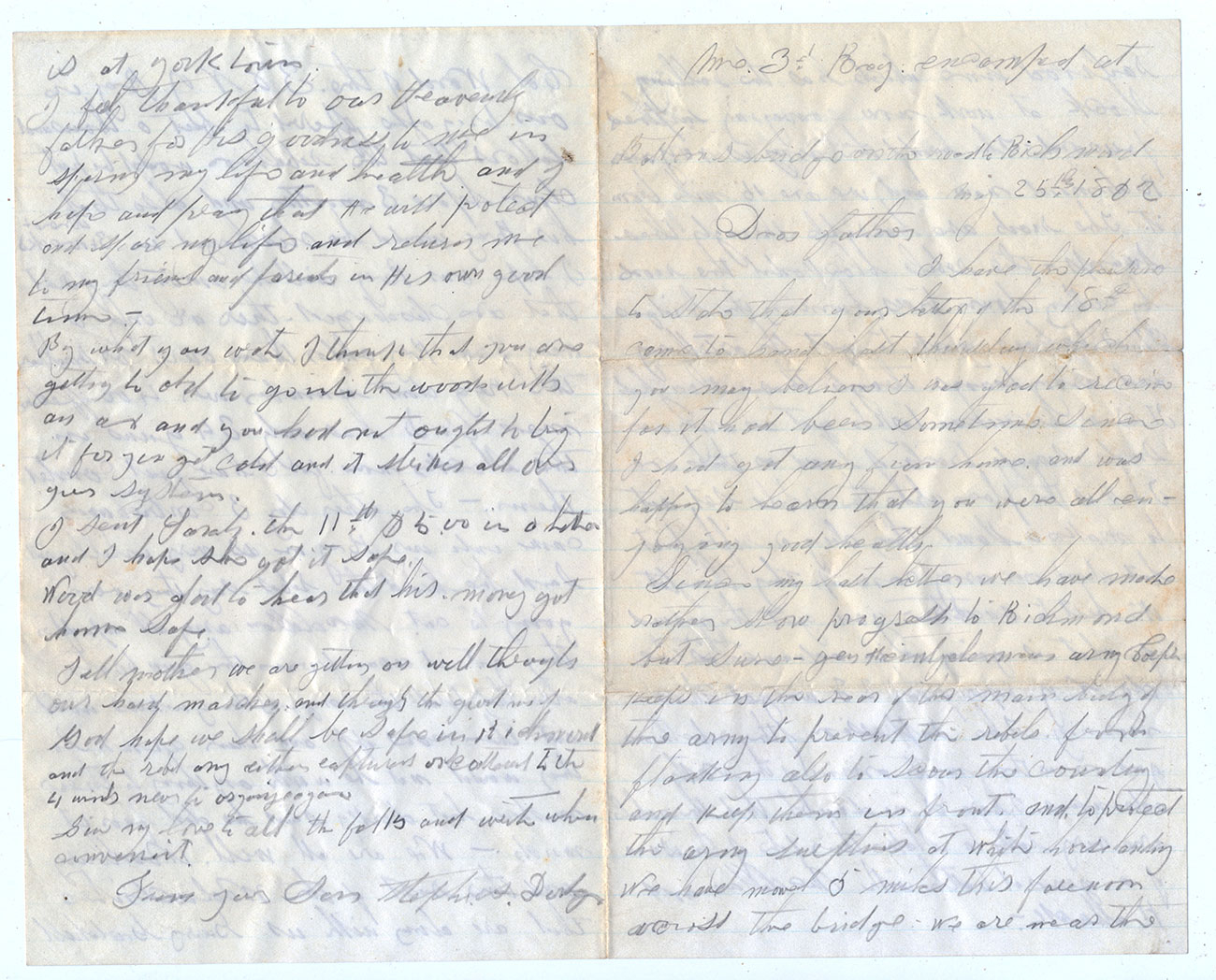 1862 SOLDIER LETTER – STEPHEN DODGE, 3RD MAINE INFANTRY; KILLED IN ...