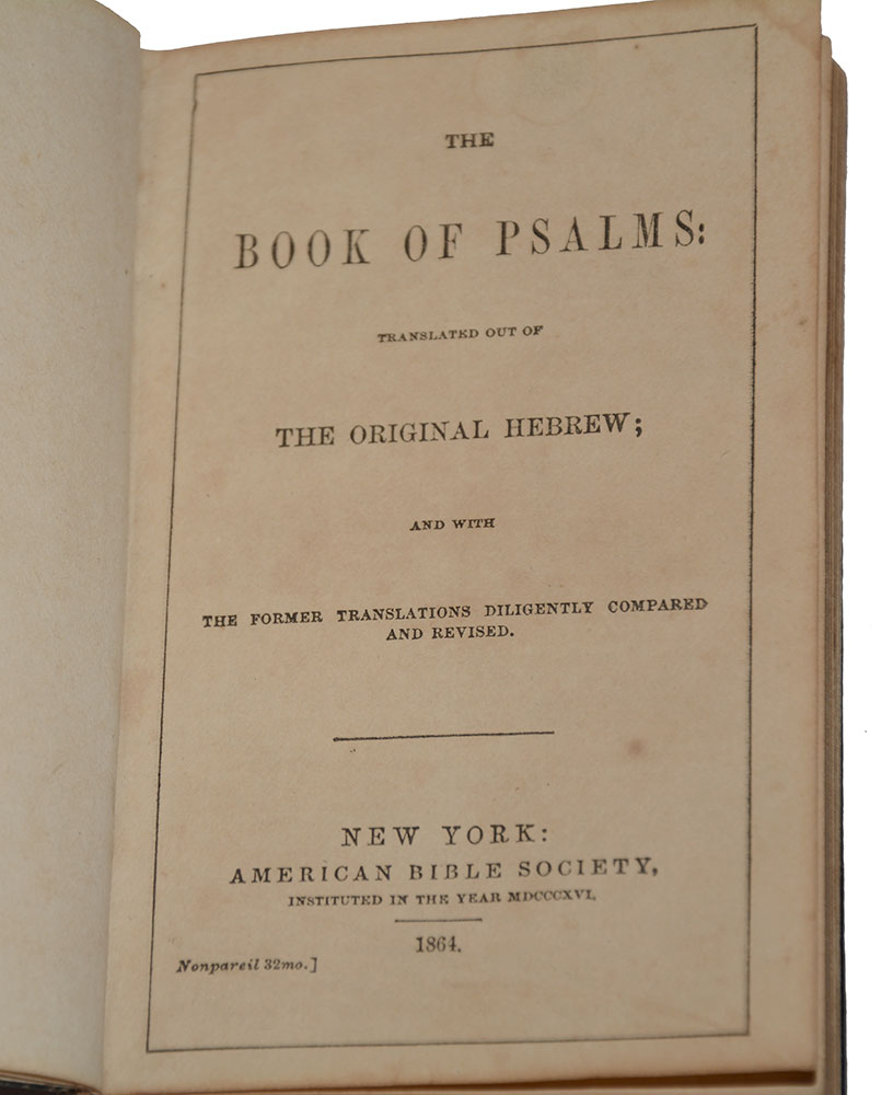 1864 BOOK OF PSALMS – AMERICAN BIBLE SOCIETY — Horse Soldier