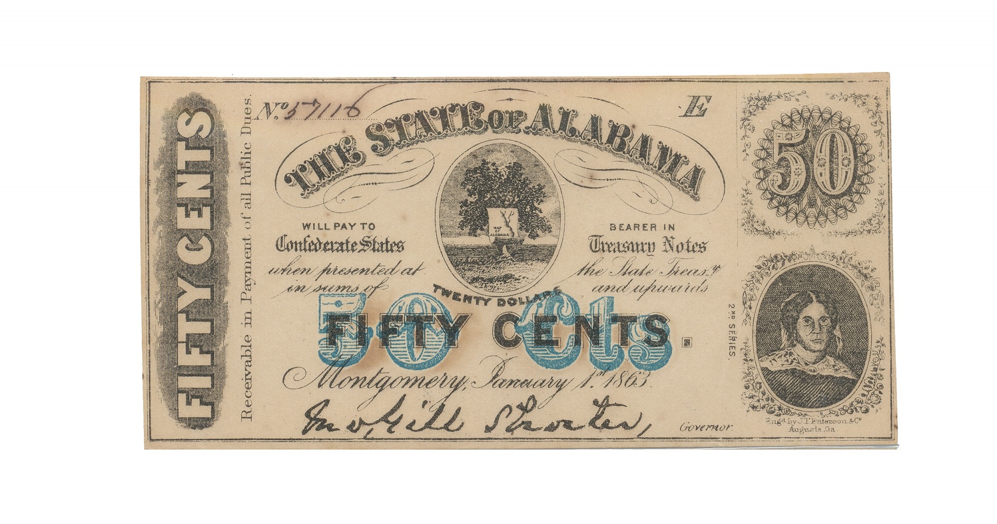 STATE OF ALABAMA 50 CENT NOTE — Horse Soldier