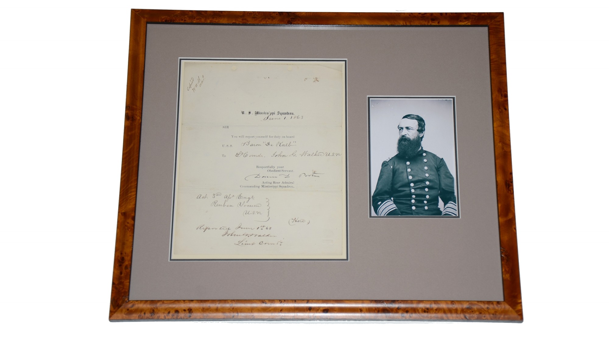 AUTOGRAPHED DOCUMENT - ADMIRAL DAVID D. PORTER — Horse Soldier