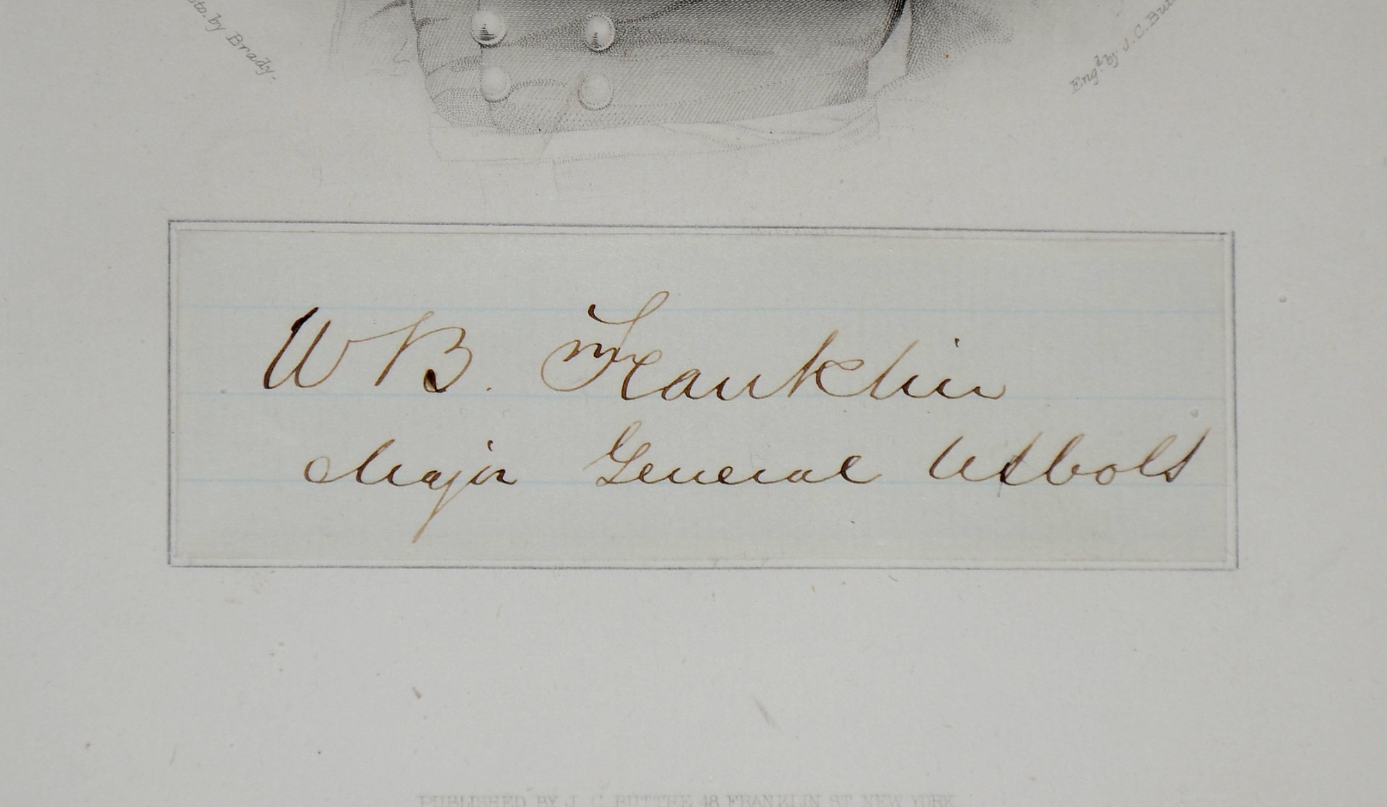 FRAMED CLIPPED SIGNATURE OF MAJOR GENERAL WILLIAM B. FRANKLIN — Horse ...