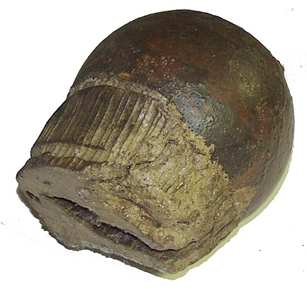 EXTREMELY RARE US 4.52 IN. 12 LB. SPHERICAL SHELL W/BORMANN FUSE AND ...