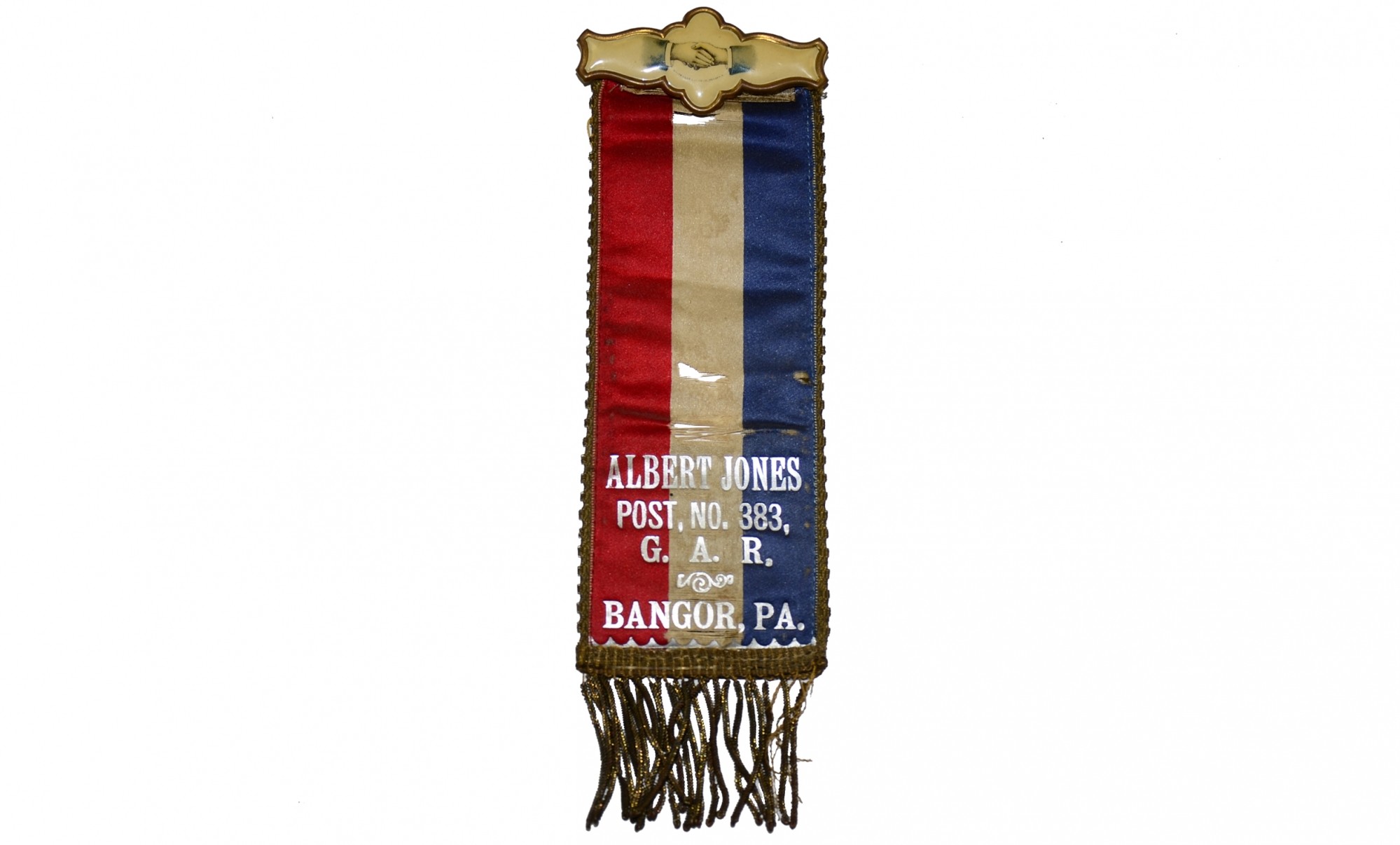 ALBERT JONES POST 383 GAR DOUBLE-SIDED BADGE — Horse Soldier
