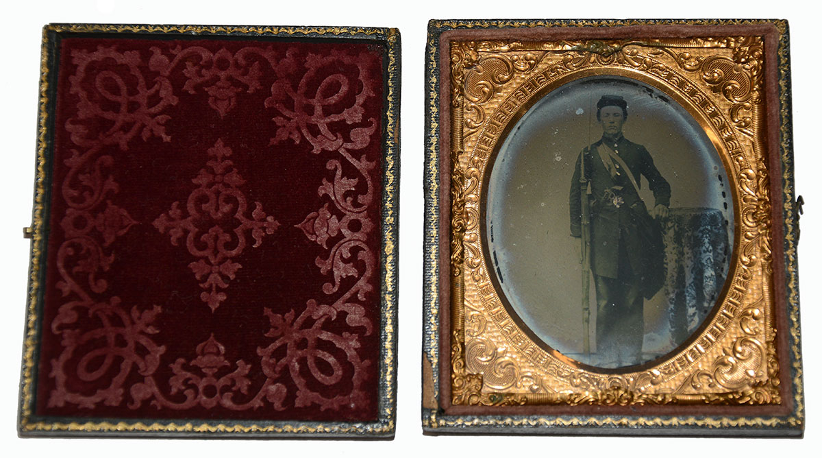 DOUBLE-ARMED UNION SOLDIER WITH HAVERSACK AND CANTEEN: CASED 6th PLATE ...