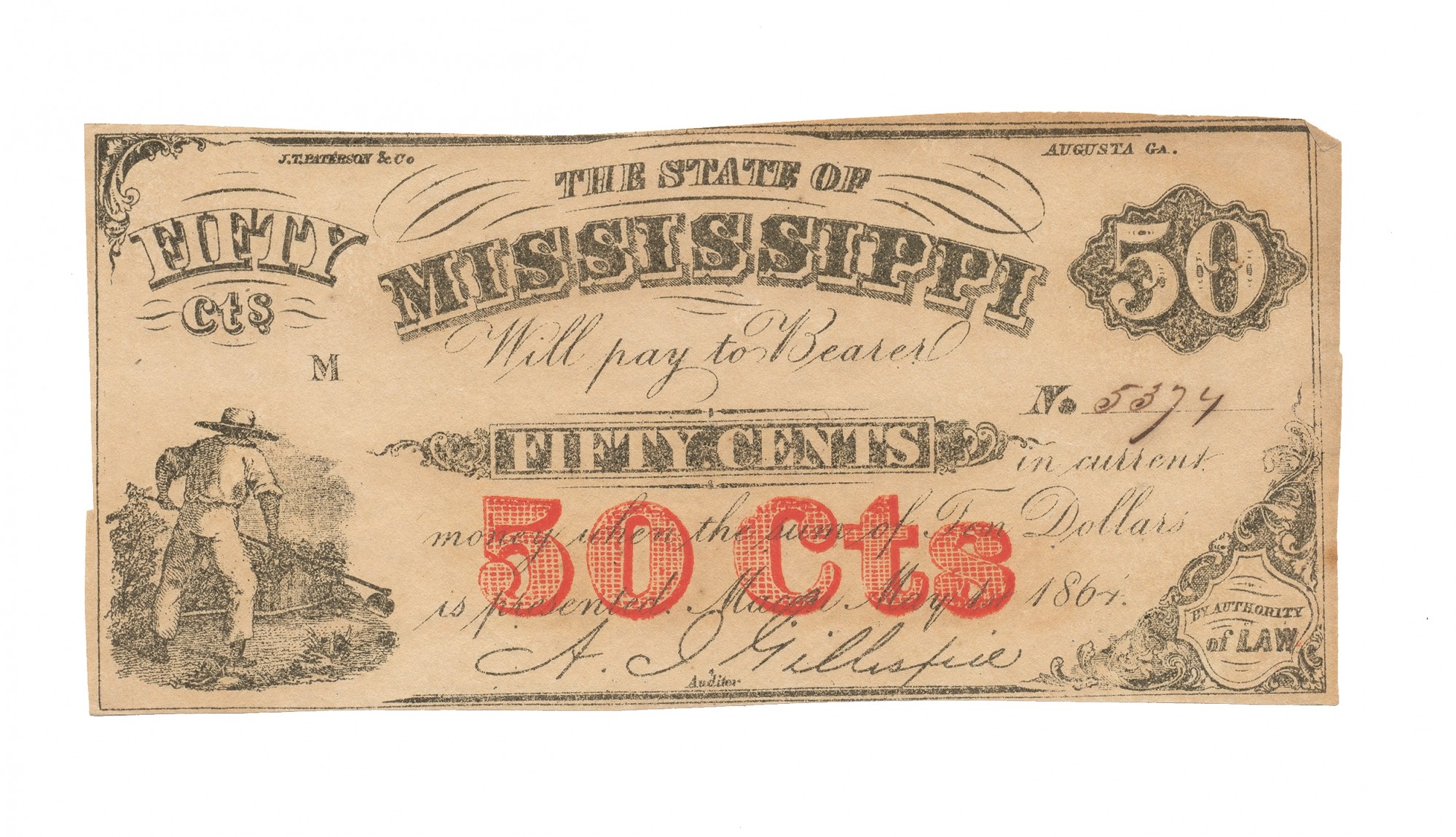 STATE OF MISSISSIPPI 50 CENT NOTE — Horse Soldier