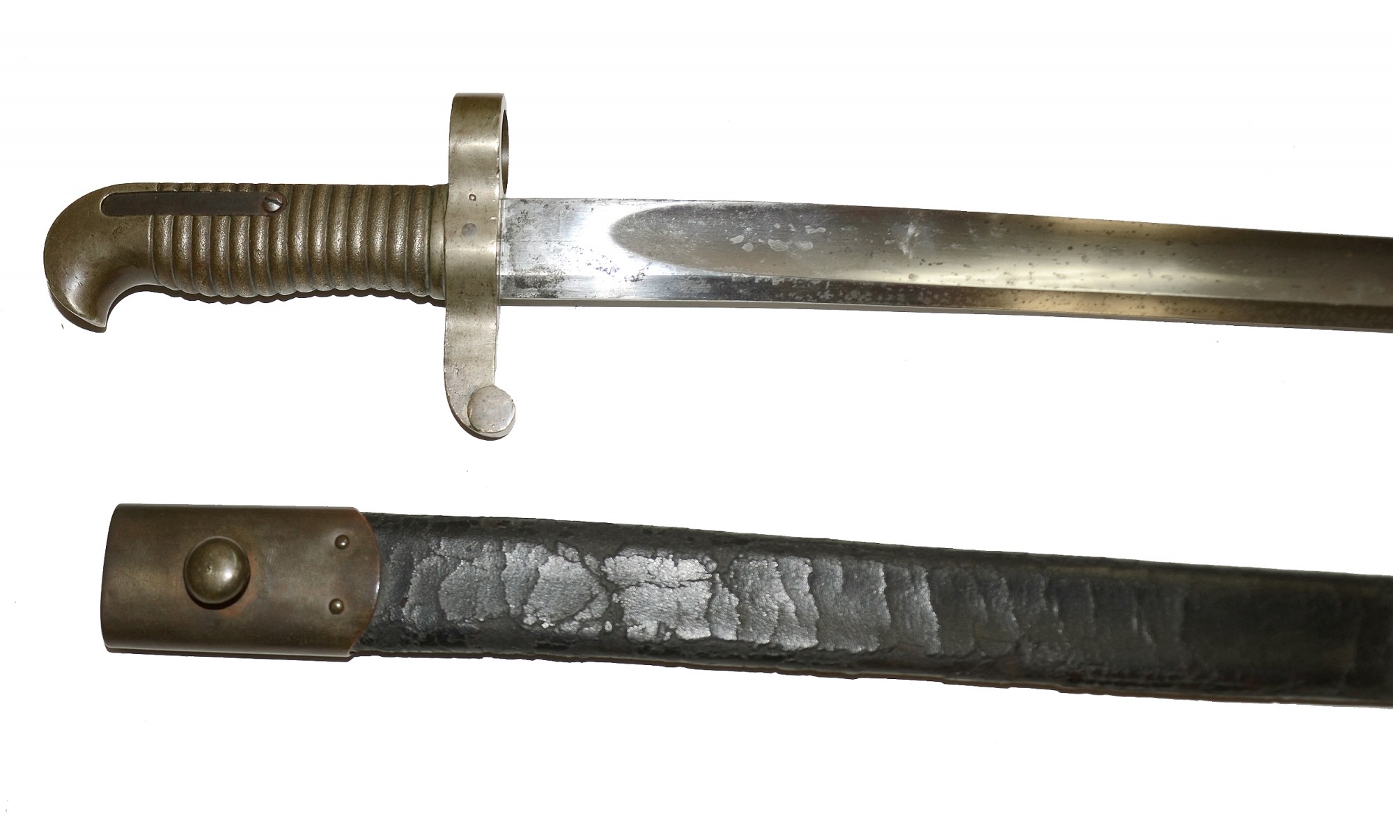 ORIGINAL AMERICAN CIVIL WAR ‘ZOUAVE’ SWORD BAYONET WITH ITS LEATHER ...