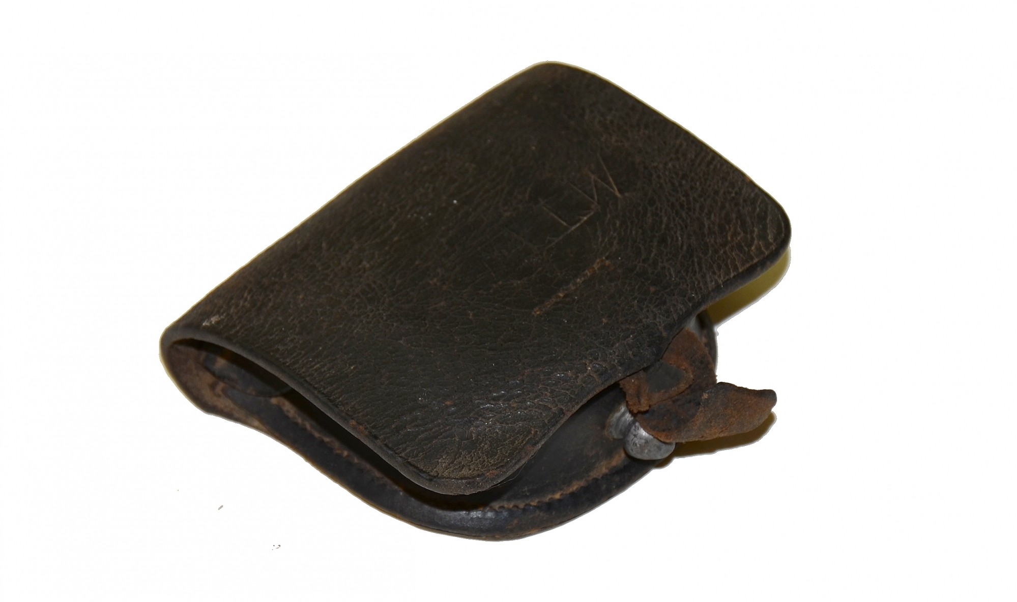 CONFEDERATE PERCUSSION CAP BOX WITH INITIALS CARVED ON OUTER FLAP ...