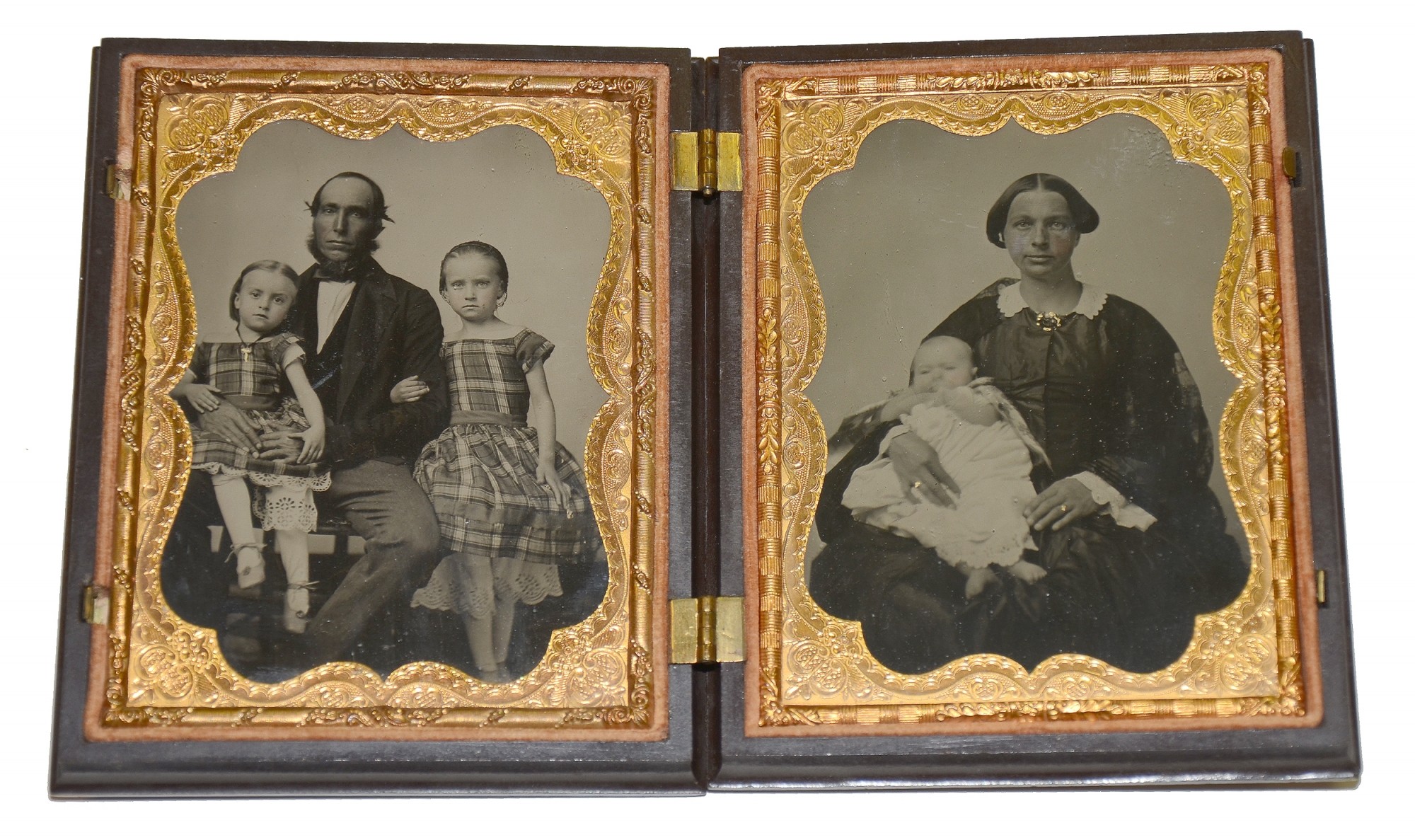 WONDERFUL PAIR OF QUARTER-PLATE AMBROTYPES IN THERMOPLASTIC CASE ...