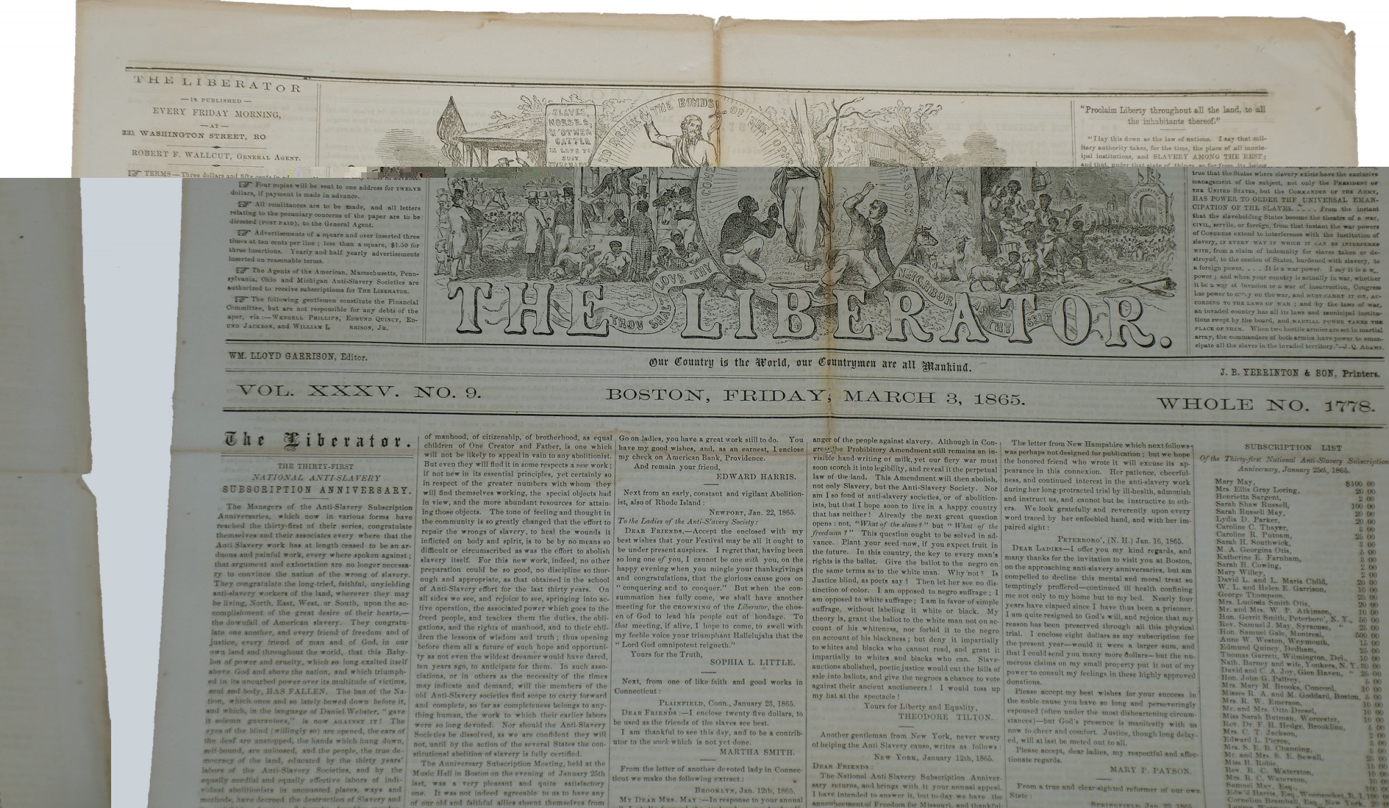 THE LIBERATOR – MARCH 3, 1865 — Horse Soldier