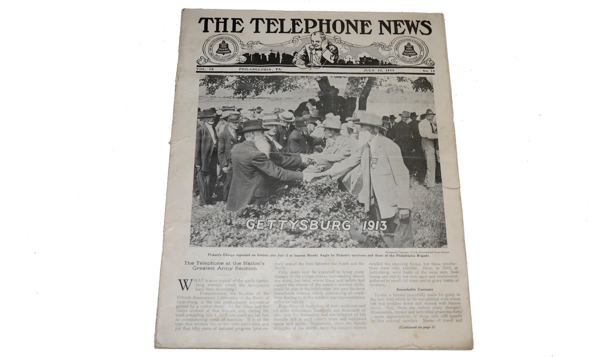 THE TELEPHONE NEWS FOR JULY 15, 1913 FEATURING THE 50TH GETTYSBURG ...