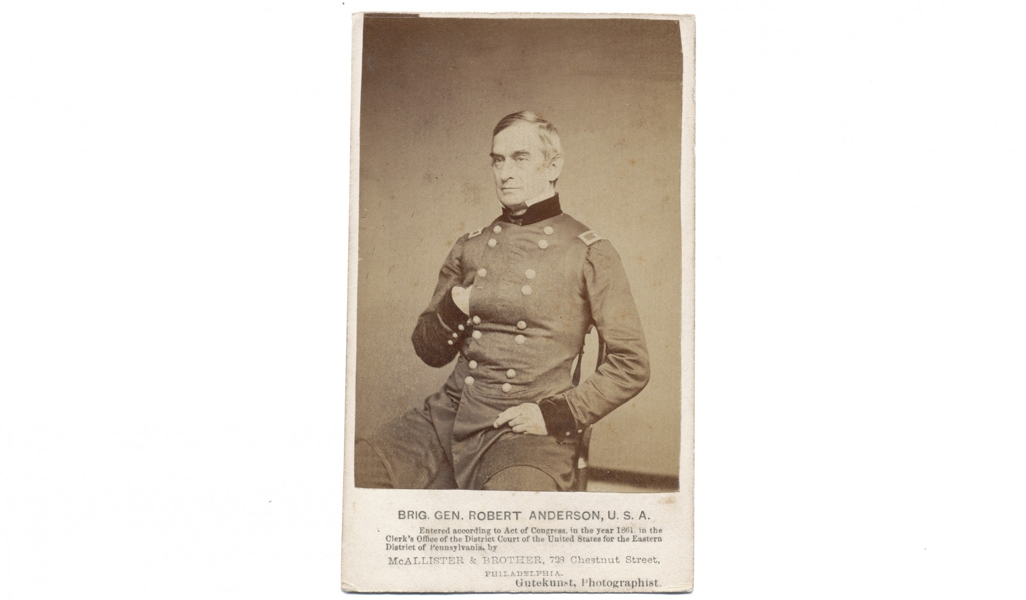 CDV OF THE HERO OF FORT SUMTER, GENERAL ROBERT ANDERSON — Horse Soldier