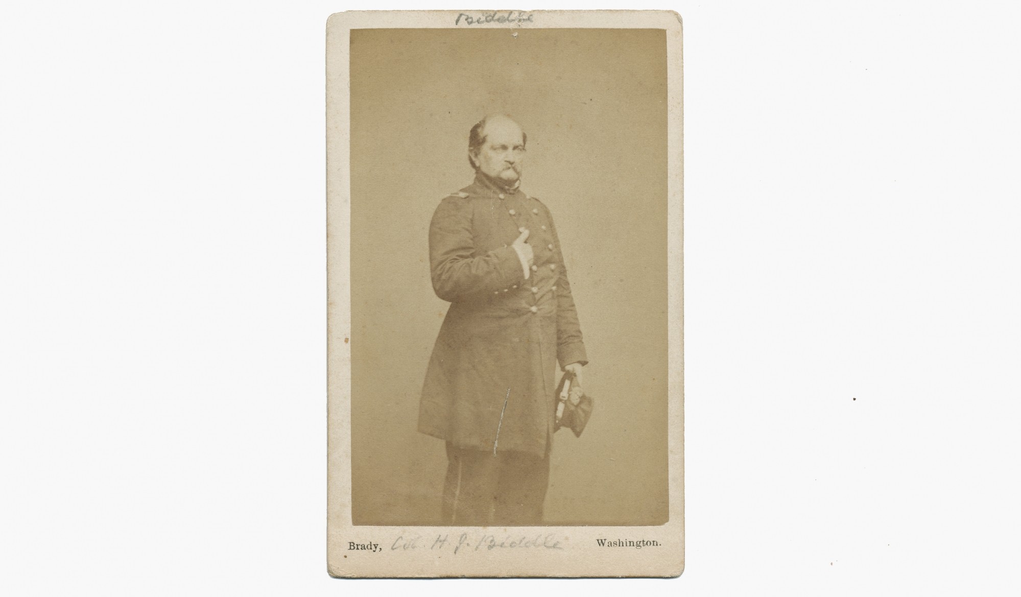 CDV OF COLONEL HENRY J. BIDDLE BY BRADY — Horse Soldier