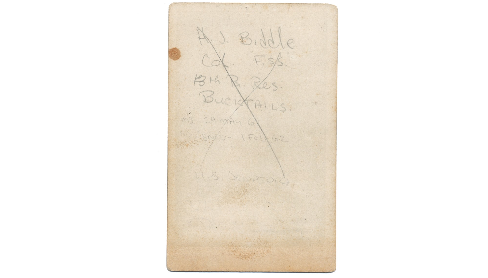 CDV OF COLONEL HENRY J. BIDDLE BY BRADY — Horse Soldier