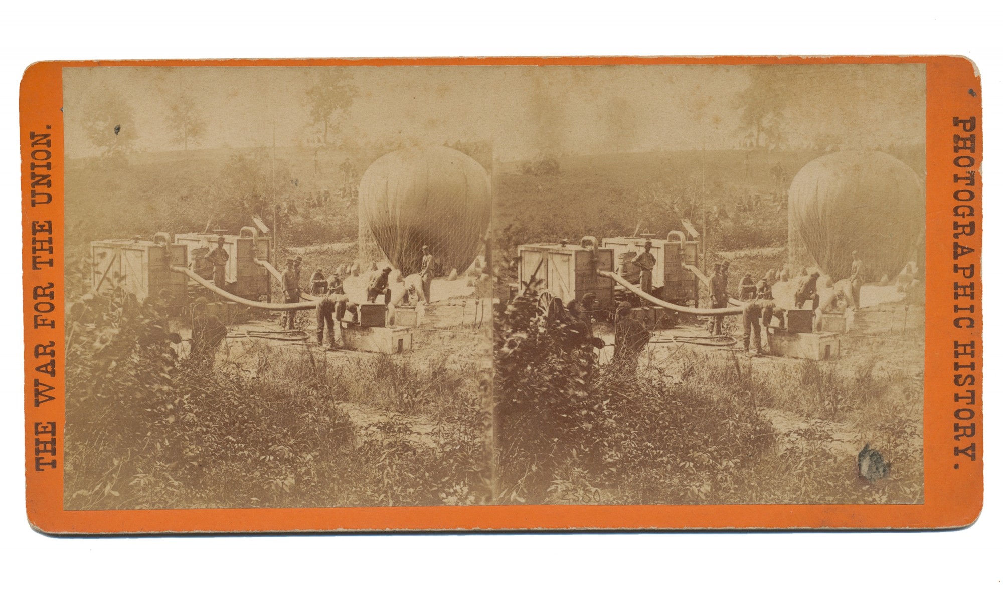 STEREO CARD OF PROFESSOR LOWE’S BALLOON — Horse Soldier