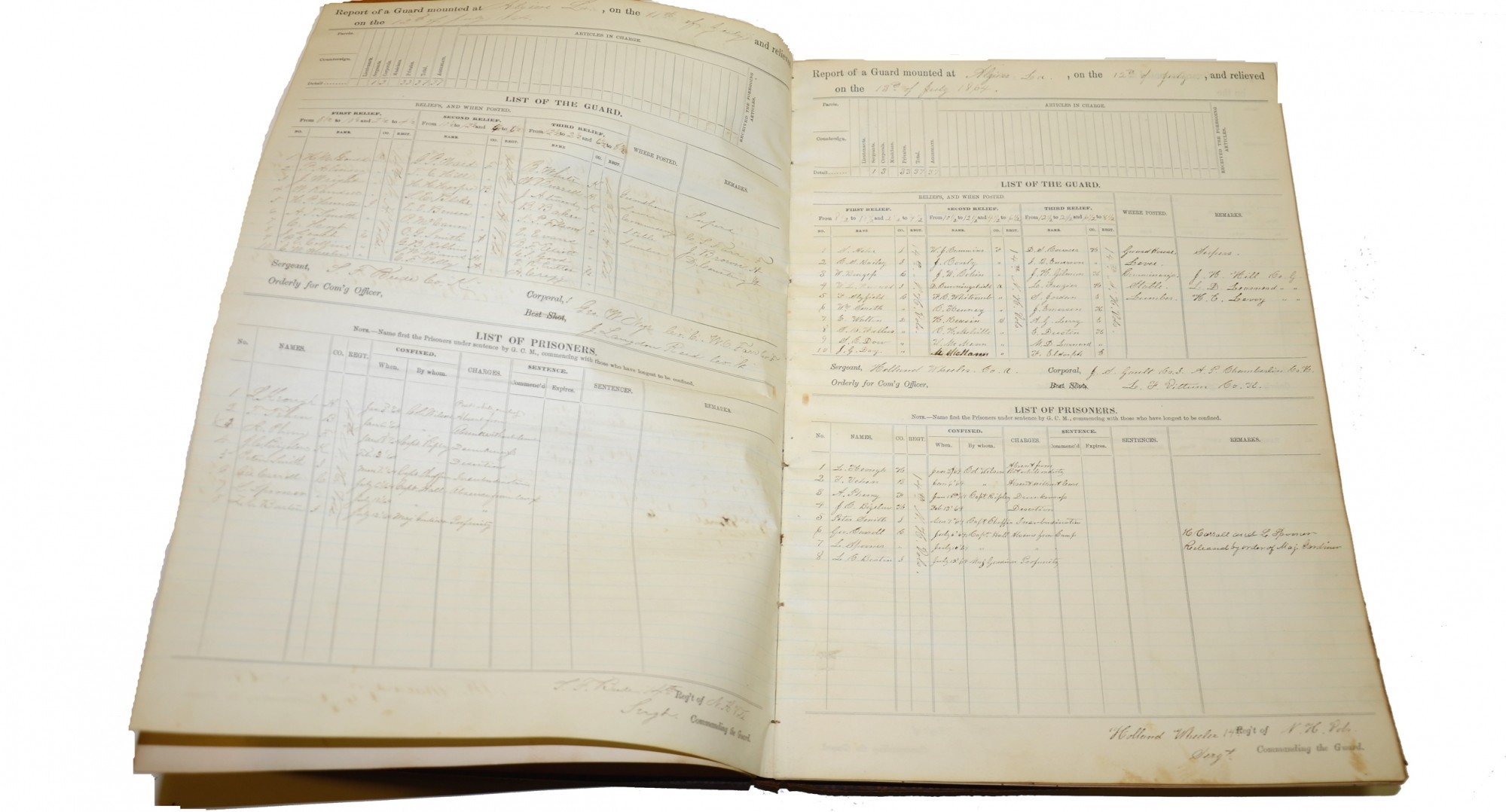 LARGE LEATHER BOUND GUARD REPORT BOOK FOR THE 14TH NEW HAMPSHIRE ...