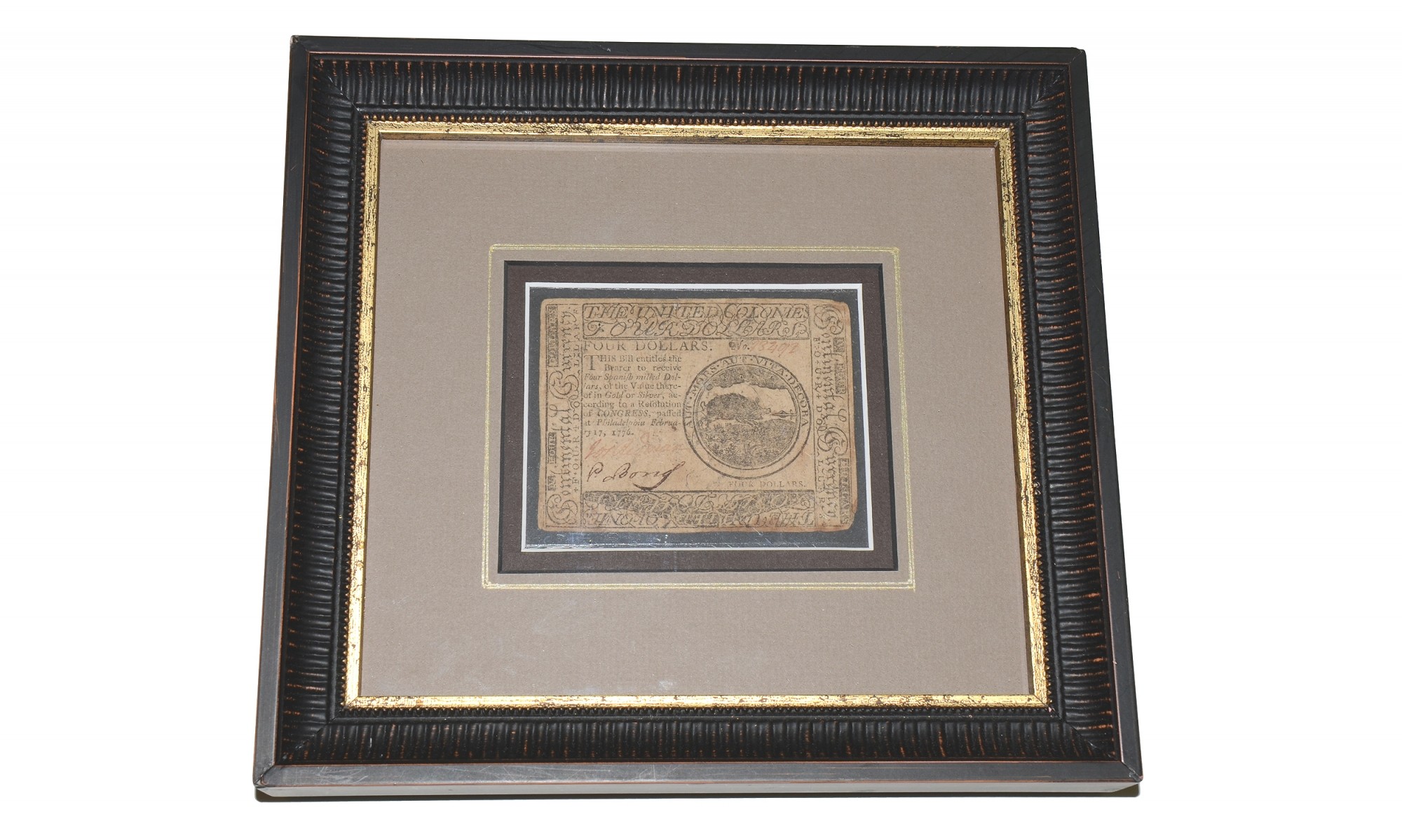 FRAMED 1776 CONTINENTAL CURRENCY — Horse Soldier