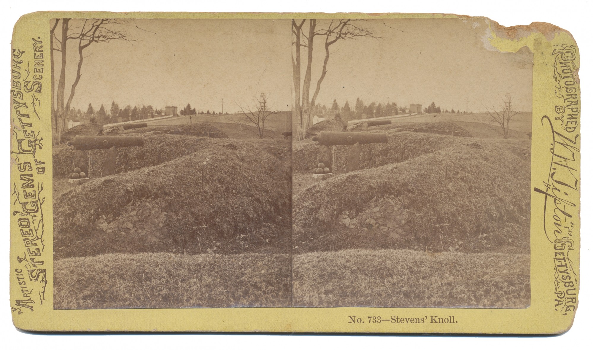 GETTYSBURG STEREOVIEW - TIPTON PHOTO OF ARTILLERY ON STEVENS KNOLL ...