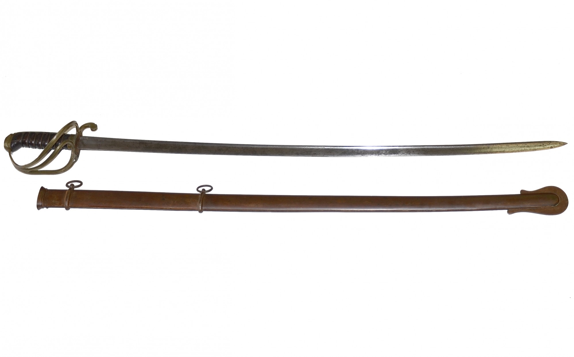 N. P. AMES CONTRACT, BRASS-MOUNTED, M1833 DRAGOON SABER WITH SCABBARD ...