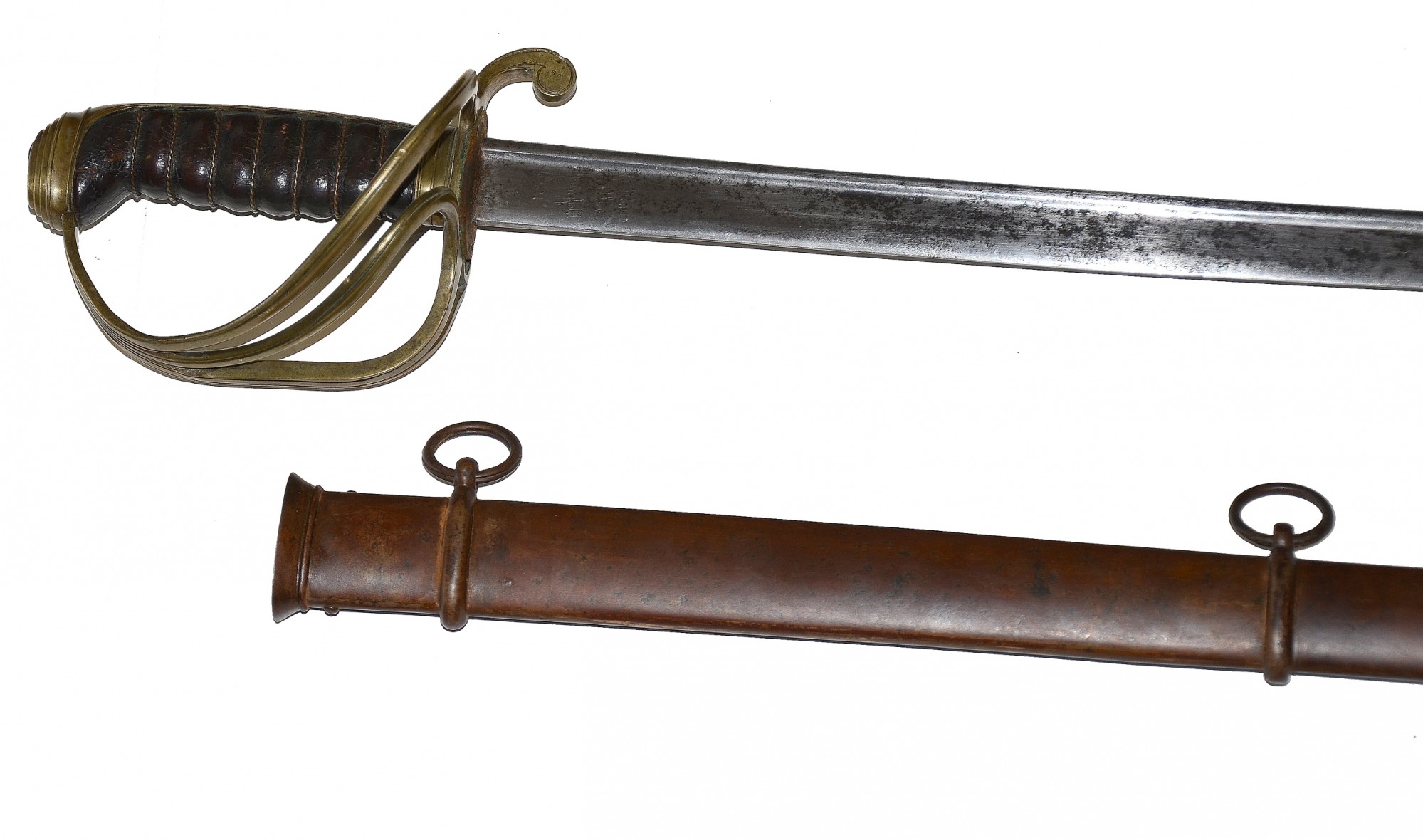 N. P. AMES CONTRACT, BRASS-MOUNTED, M1833 DRAGOON SABER WITH SCABBARD ...