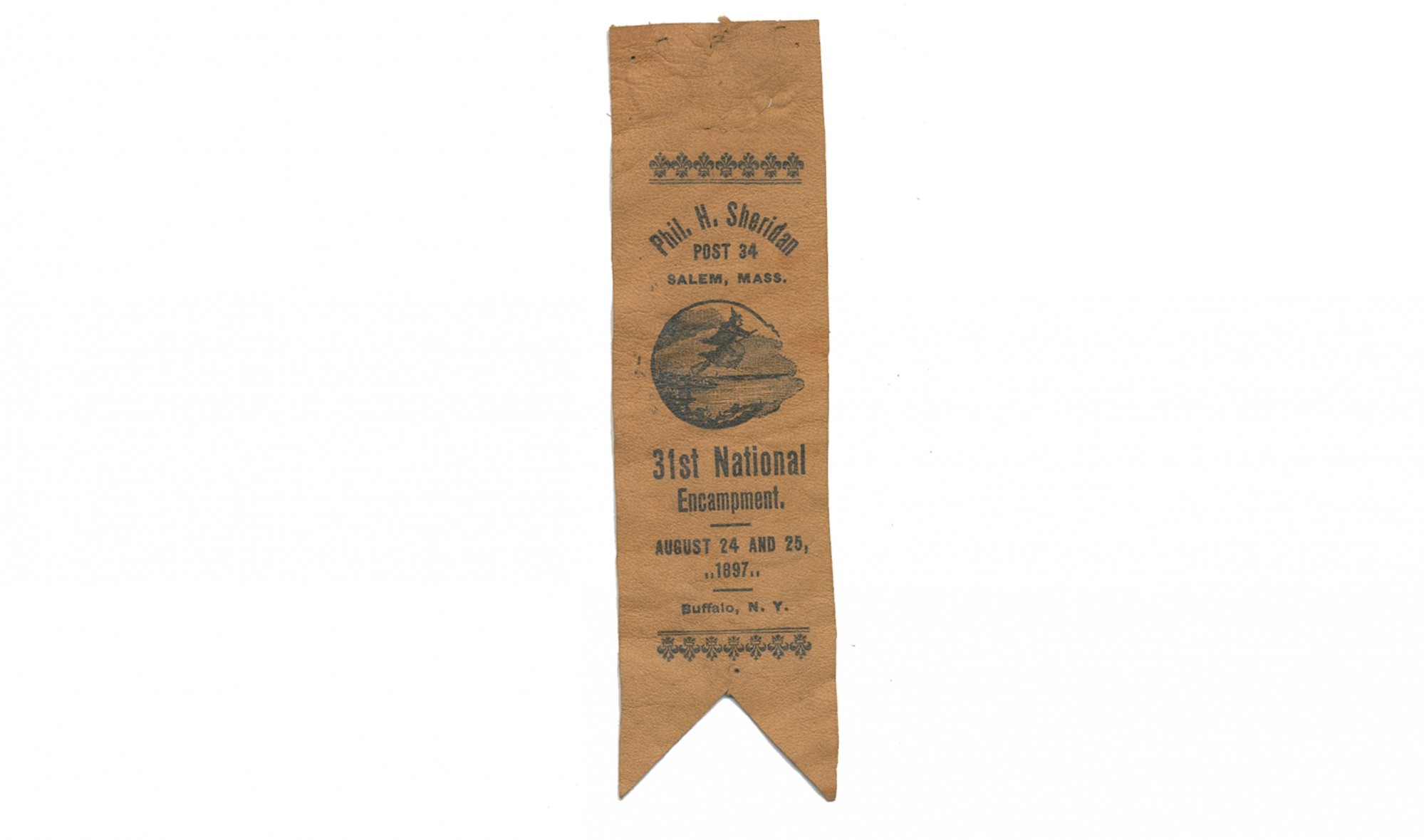ENTERTAINING LEATHER GAR ENCAMPMENT RIBBON — Horse Soldier